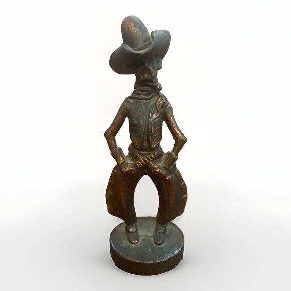 unbranded | Art | Vintage Bronze Cowboy Sculpture Bowlegged Gunslinger ...